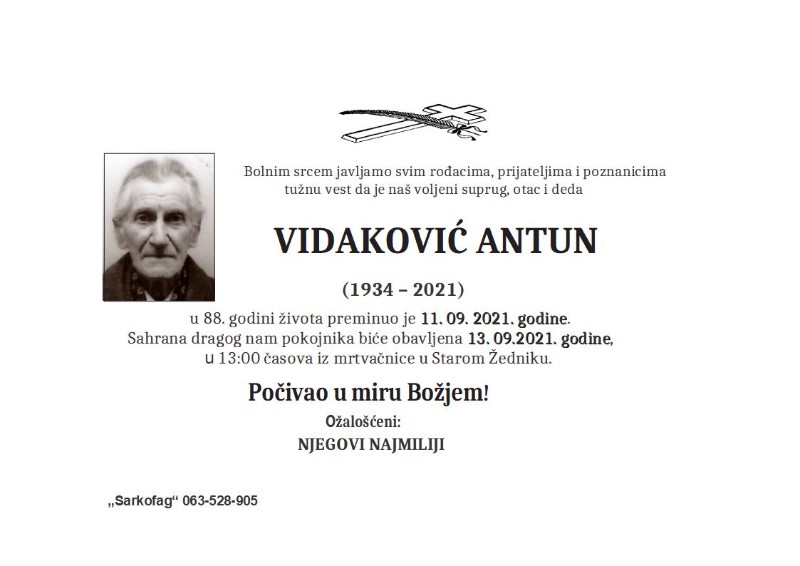 VIDAKOVIĆ ANTUN - SARKOFAG SUBOTICA