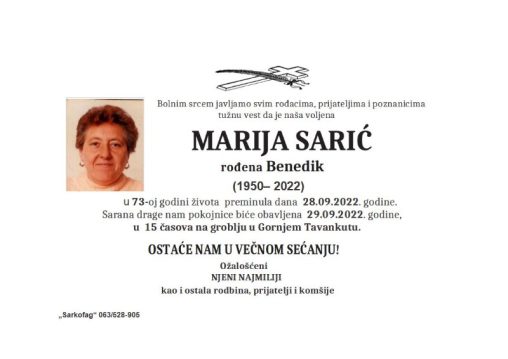 Posmrtnice - SARKOFAG SUBOTICA