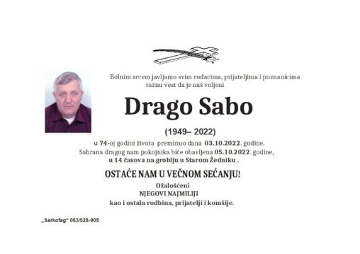 Posmrtnice - SARKOFAG SUBOTICA