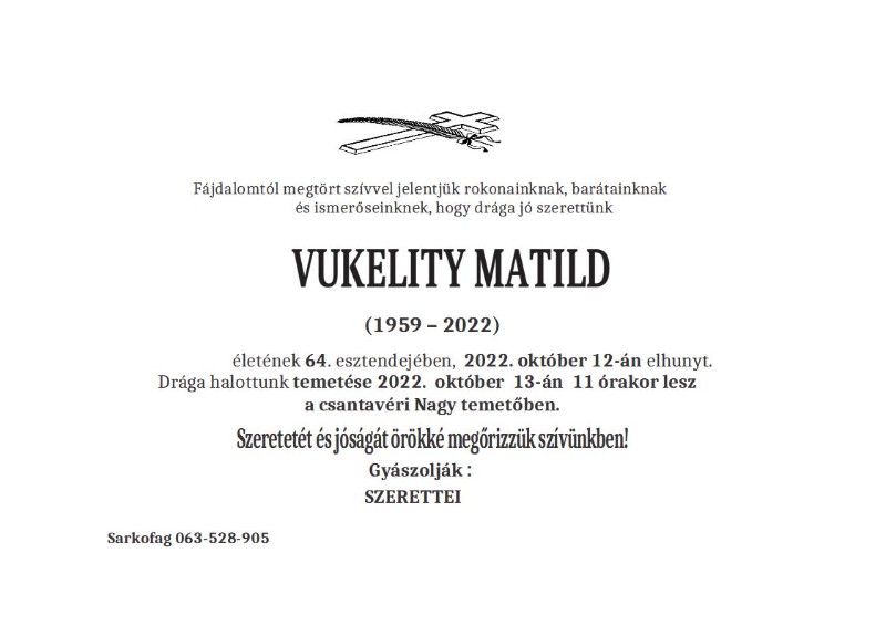 Posmrtnice - SARKOFAG SUBOTICA