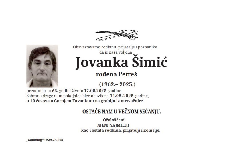 Posmrtnice - SARKOFAG SUBOTICA