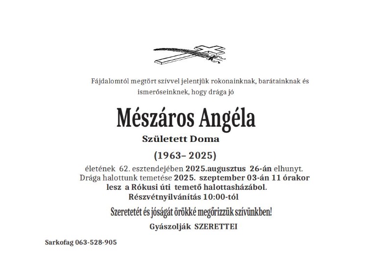 Posmrtnice - SARKOFAG SUBOTICA