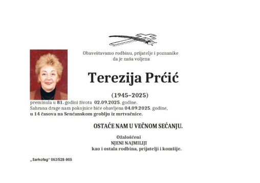 Posmrtnice - SARKOFAG SUBOTICA