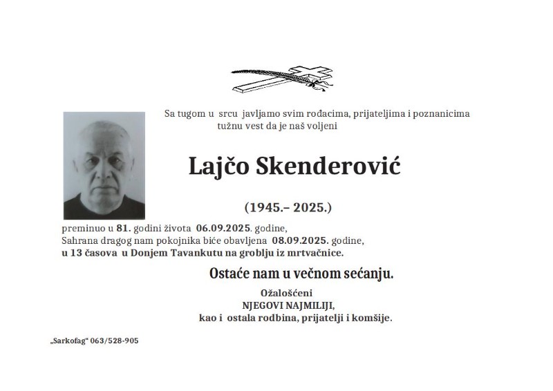 Posmrtnice - SARKOFAG SUBOTICA